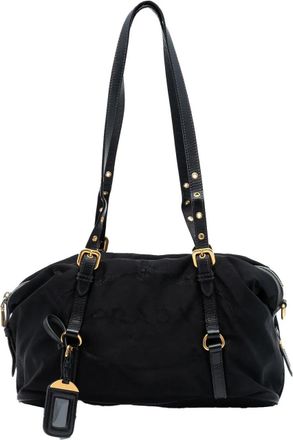 Prada Hobo Bags - Saffiano Trimmed Tessuto Logo Satchel - Gr. unisize - in Schwarz - f&uuml;r Damen