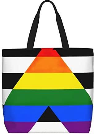 Generic Sac De Courses Fiert&eacute; Lgbtq+ Gay H&eacute;t&eacute;ro Alli&eacute; Sac Femme Plage R&eacute;utilisable Lavables Sacs &Agrave; Main, Pour &Eacute;cole, Voyage, Burea, Shopping