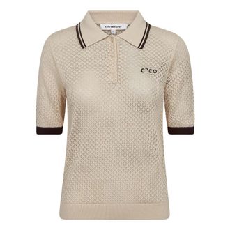 Co'Couture Femme, Tops, Beige, Taille: 36 FR LueCC Pointelle Polo Knit