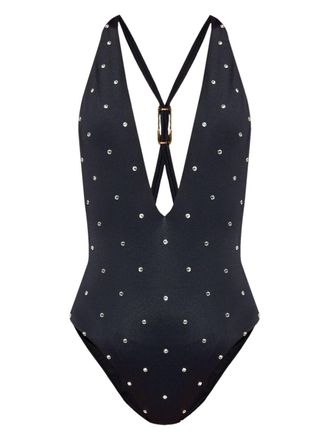 Versace maillot de bain à ornements en cristal - Noir
