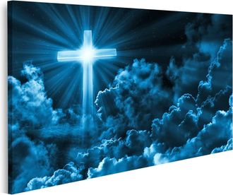 Islandburner Bild auf Leinwand Kreuz in Wolke christliche Religion Jesus Christus Kirche Bilder Wandbilder Poster