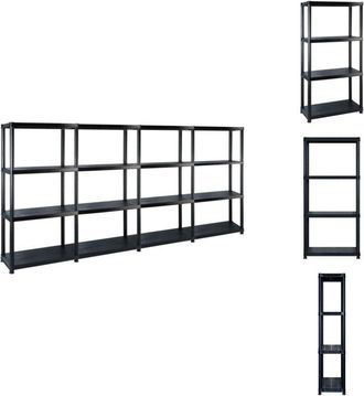 vidaXL Lagerregal mit 4 Böden Schwarz 244x30,5x130 cm Kunststoff - Lagerräumlichkeit - Industrielles Design - Regal Schwarz - Kunststoffregal - Stauraum