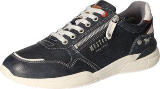 Mustang Jeans Herren Sneaker Schnürschuh elegant mit Reißverschluss zeitlos 4138-309, Größe:43 EU, Farbe:Blau