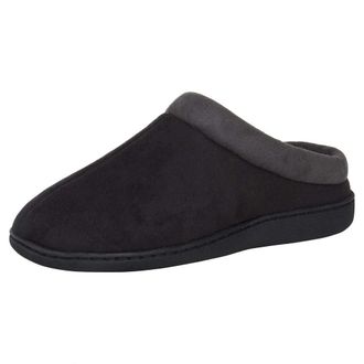 Hanes Herren Ged&auml;chtnis-Schaum-innen-im Freien Microsuede Verstopfen Pantoffelschuh mit Frischem Iq Hausschuh, schwarz, Small