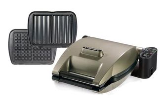 Lagrange Gaufrier Premium, 1200W, 2 jeux de plaques inclus (Gaufre & Croque Monsieur), Fabriqu&eacute; en France, R&eacute;versible sur son socle, Cuisson personnalis&eacute;e, Pla