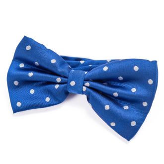 DonDon Edle gepunktete blaue Fliege bzw. Schleife mit Haken - bereits gebunden und verstellbar