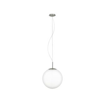 Eglo Hängelampe Piedale Pro, Glaskugel Pendelleuchte über Esstisch, Deckenlampe Kugel hängend, Metall in Silber und Glas in weiß satiniert, E27 Fassung, Ø 