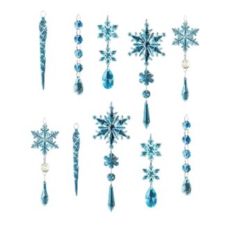 Generico Festliche Dekorationen: Bruchsichere Weihnachtsdekoration, Schneeflockentropfen-Set, bruchsichere Weihnachtsdekoration, 10-teiliges Winterdekorationss