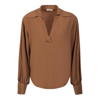 Blanca Vita Femme, Blouses et Chemises, Brun, Taille: 36 FR Chemisier en M&eacute;lange de Soie Marron
