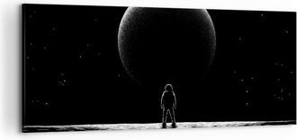 Arttor Wandbilder Dekoration Wohnzimmer Kosmos Astronaut Planet Panorama Bilder auf Leinwand 120x50cm Leinwandbild Schlafzimmer Küche Wand Kunstdruck Art Gro