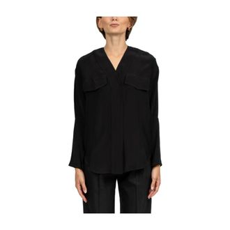 Tela Schwarzes Viskose Langarmhemd - - Blouses & Shirts - Damen - Schwarzk - S