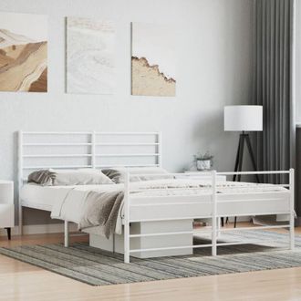 vidaXL Cadre de lit m&eacute;tal avec t&ecirc;te de lit/pied de lit blanc 120x190cm