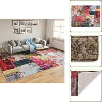 vidaXL The Living Store Teppich Waschbar Mehrfarbig 400x300 cm Rutschfest - Samt Teppich - Wohnzimmerteppich - Flur Teppich - Multifarben Teppich - Digital