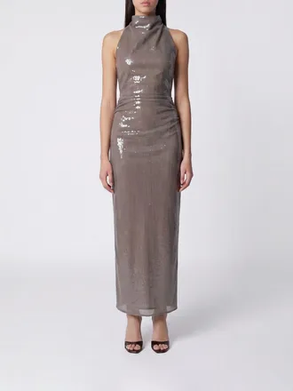 Rotate Langes, paillettenbesetztes Etui-Abendkleid mit Neckholder