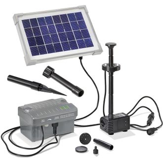 Esotec Solar Teichpumpe Palermo led mit Akku und led Licht - 5W Solarmodul - Solarpumpe Set Gartenteichpumpe Teich Esotec 101775