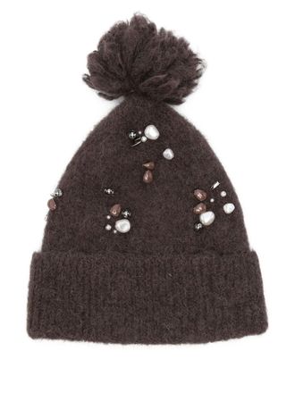 Dorothee Schumacher chapeau &agrave; pompons - Marron