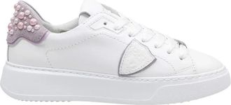 Philippe Model Low-Top Sneaker - Temple Leather Sneakers With Applied Stones - Gr. 36 (EU) - in Wei&szlig; - f&uuml;r Damen