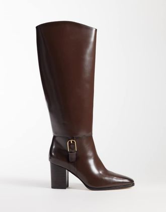Ralph Lauren bottes &agrave; talons montantes jusquau genou en marron fonc&eacute;