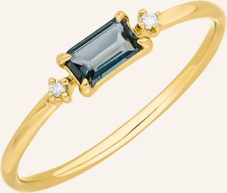 Leaf Ring London Blue Topaz Aus 14 Karat Gelbgold gold