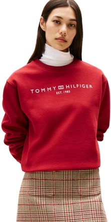 Tommy Hilfiger Damen Sweatshirt ohne Kapuze, Rot (Dark Magma), XXL