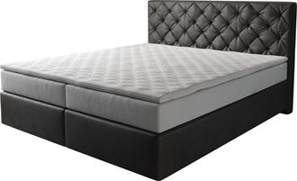 DELIFE Boxspringbett Dream-Great Mikrofaser Anthrazit Vintage 180x200 cm TFK Matratze u. Topper