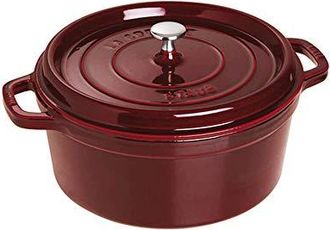 Staub Cocotte en Fonte Émaillée avec Couvercle, Tous feux dont induction, 4 à 5 personnes, Ronde, 26 cm, 5 L, 6 kg, Grenadine