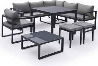 Happy Garden Set Di Mobili Da Giardino Modulari Ibiza In Tessuto Grigio Con 7 Sedute - Alluminio Antracite