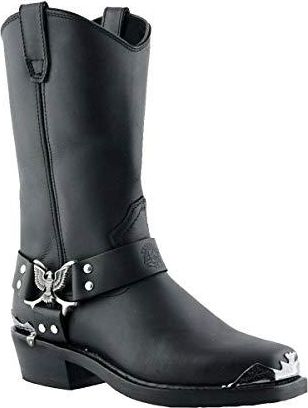 Grinders Bottes de Cowboy de Motard en Cuir Noir Eagle Eagle Hi Pour Homme 42