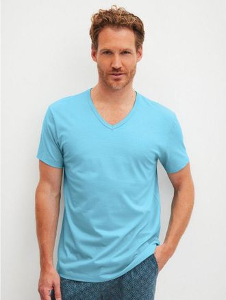 CALIDA Kurzarmshirt RMX Sleep Leisure Herren (1-tlg) V-Neck und weiche Baumwollqualit&auml;t