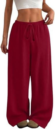 Generic Vente+Flash+du+Jour+Et+Soldes Pantalon Femme sans Fermeture Leggings Sport Gaze De Coton Boh&egrave;me Ecossais Rouge D Esthetique Cuir Moto Jogging Sweatpan