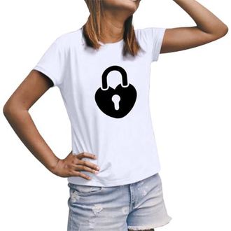 Generic T-shirt d&eacute;contract&eacute; &agrave; col rond pour la Saint-Valentin 2026 | Haut &agrave; manches courtes pour plus de confort et de style, blanc, XL