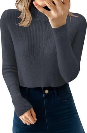 Generic Pull pour femme - Col mi-haut - Couleur unie - R&eacute;tro - Coupe ajust&eacute;e - Couche de base - Chaud et confortable - Pour lautomne et lhiver - Pour le quoti