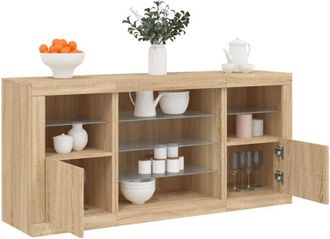vidaXL Buffet avec lumières led chêne sonoma 142,5x37x67 cm - Vidaxl
