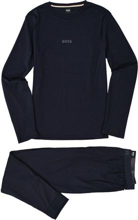 HUGO BOSS Herren Schlafanz&uuml;ge blau Jersey-Baumwolle unifarben