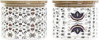 DKD Home Decor Bambus-Dose, traditionelles Borosilikatglas, 10 x 10 x 12,5 cm, 700 ml (2 St&uuml;ck)