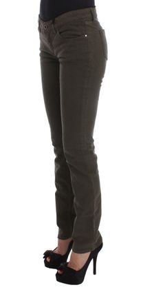 Costume National Womens Green Cotton Blend Slim Fit Jeans Clothing