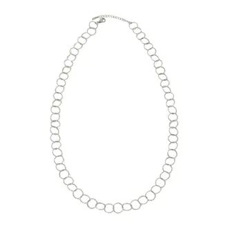 Dansk Copenhagen Vilja Waterproof Silver Stainless Steel Round Long Link Necklace - Structured Finish - Femme - Accessoires - Gris - Taille: ONE Size