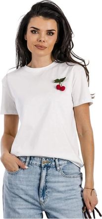 Twinset Femme, Tops, Blanc, Taille: 40 FR Camiseta Broche Cherries