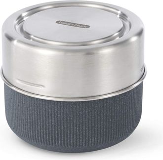 Black + Blum Lunchschale aus Glas, Schiefer, 600 ml, Borosilikatglas mit Schutzhülle aus nachhaltiger Holzfaser und Polypropylen, To go Becher Auslaufsicher, Ofen,