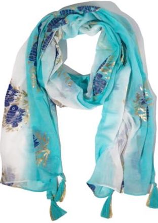 Generico &Eacute;charpe brillante et pleine de vie, avec imprim&eacute; dans des tons chauds et dor&eacute;s - 180 x 50 cm, turquoise, 180 X 50 Cent&iacute;metros