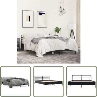 vidaXL The Living Store - Bettgestell Schwarz 160x200 cm Holzwerkstoff und Metall - Bettes Gestell - Doppelbett - Holzrahmen - Massivholzbette - Schwarzes