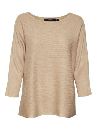 Vero Moda Damen VMNORA 3/4 Boatneck Blouse NOOS Pullover, Irish Cream/Detail:w. Melange,XXL