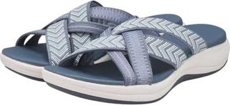 Minetom Claquette Femme Pantoufles Orthopédique Legere Soutien Plantaire Sangle Croisée Sandales Confort Yoga Mat Été Plage Piscine Chaussures A Bleu 40 EU