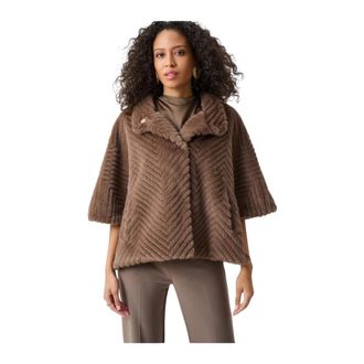 Joseph Ribkoff Femme, Vestes, Brun, Taille: 40/42 FR Veste style cape en fausse fourrure &agrave; chevrons