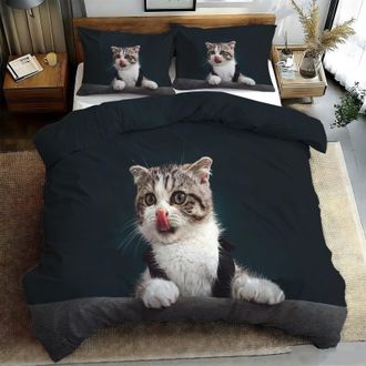 Generic Bettw&auml;sche 220x240 Minimalistisch Bettbezug 220x240 Katze Bettbezug mit 2 Kissenbez&uuml;ge 80x80cm, Bettw&auml;sche-Sets Microfaser mit Rei&szlig;verschluss b108