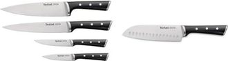 T-fal Ice Force Set de 4 Couteaux avec Santoku 18,5 cm - &agrave; D&eacute;couper, Chef, dOffice, &agrave; &Eacute;mincer - Lame en Acier Inoxydable Allemand