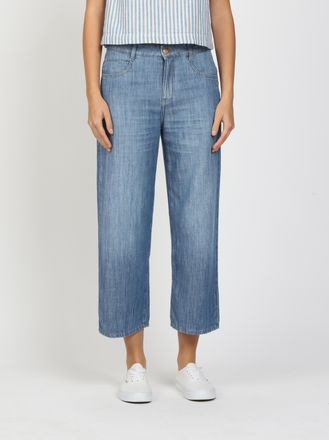 Gang Weite Jeans GANG 94CAROL CULOTTE, Damen, Gr. 26, N-Gr, blau (midblau washed), Denim/Jeans, Obermaterial: 100% Baumwolle, weit kn&ouml;chelfrei, Jeans, Ligh