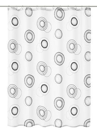 Kleine Wolke Duschvorhang Luna, 180 x 200 cm, schwarz wei&szlig;