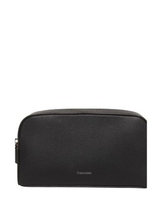Calvin Klein Kulturbeutel aus gek&ouml;rntem Leder - Schwarz