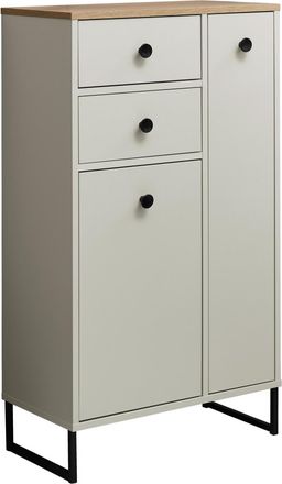 MID.YOU Mid.you Midischrank, Eiche, Kaschmir, Kunststoff, 3 Fächer, 2 Schubladen, 60x106x32 cm, stehend, Badezimmer, Badezimmerschränke, Midischränke